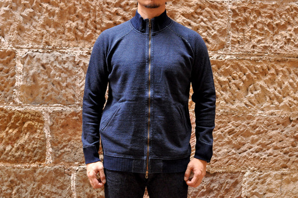 PURE BLUE JAPAN INDIGO RIBBED TRACK JACKET - CORLECTION