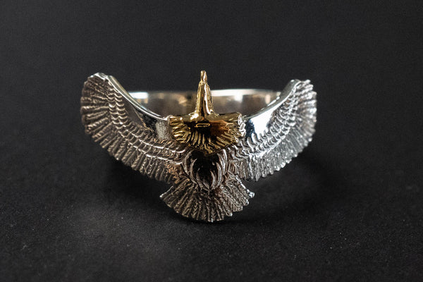 FIRST ARROW'S EAGLE RING WITH 18K GOLD HEAD (R-180) - CORLECTION