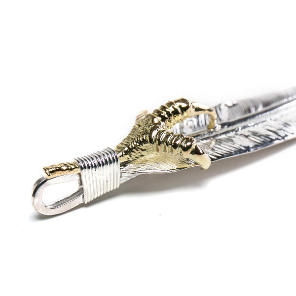 First Arrow's Large Feather Pendant With 18K Gold Eagle Claw - CORLECTION