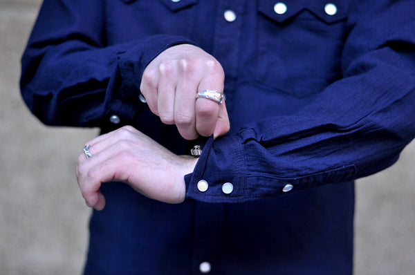 The Flat Head Indigo Dyed Selvage Dobby Western Shirt - CORLECTION